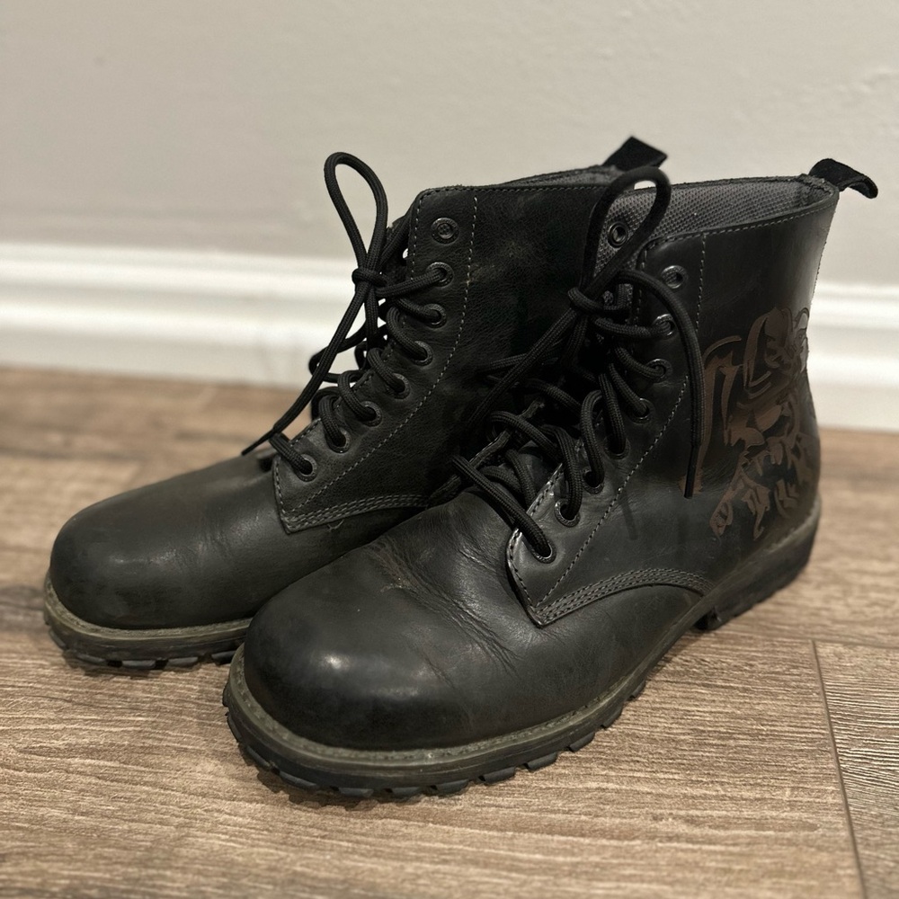 Skechers Men’s Leather Gargoyle Combat Boots - Gem